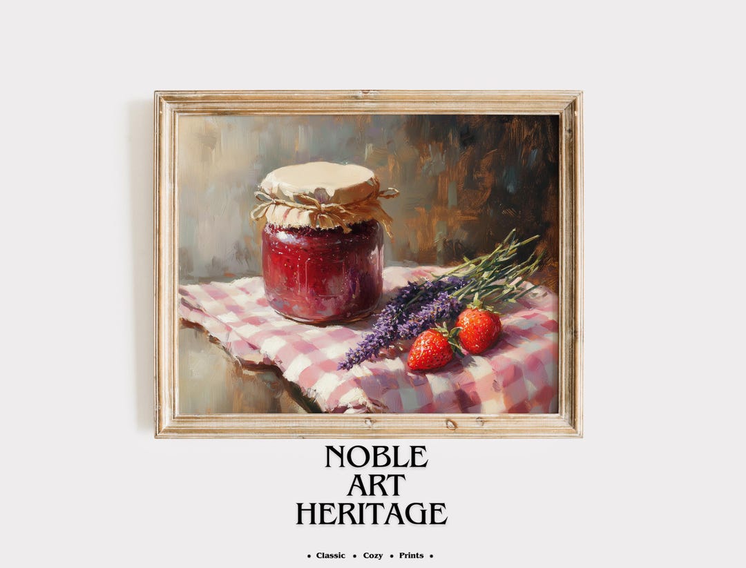 Vintage Strawberry Jam Painting – Rustic Cottagecore Kitchen Art ...