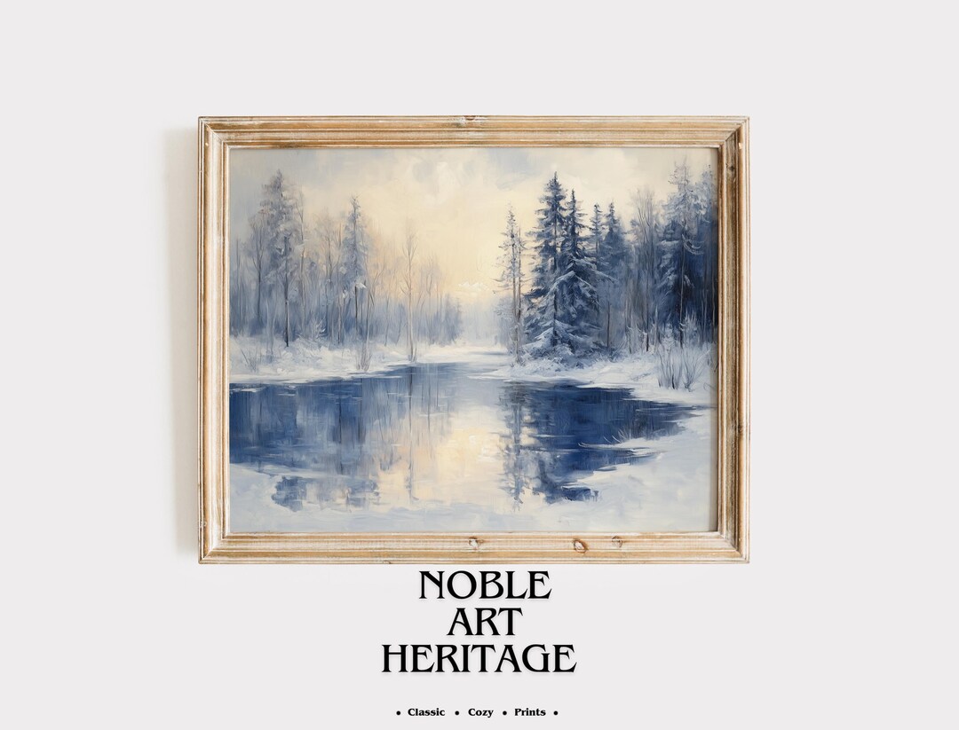Rustic Winter Forest Pond Printable - Moody Ice-covered Scene ...