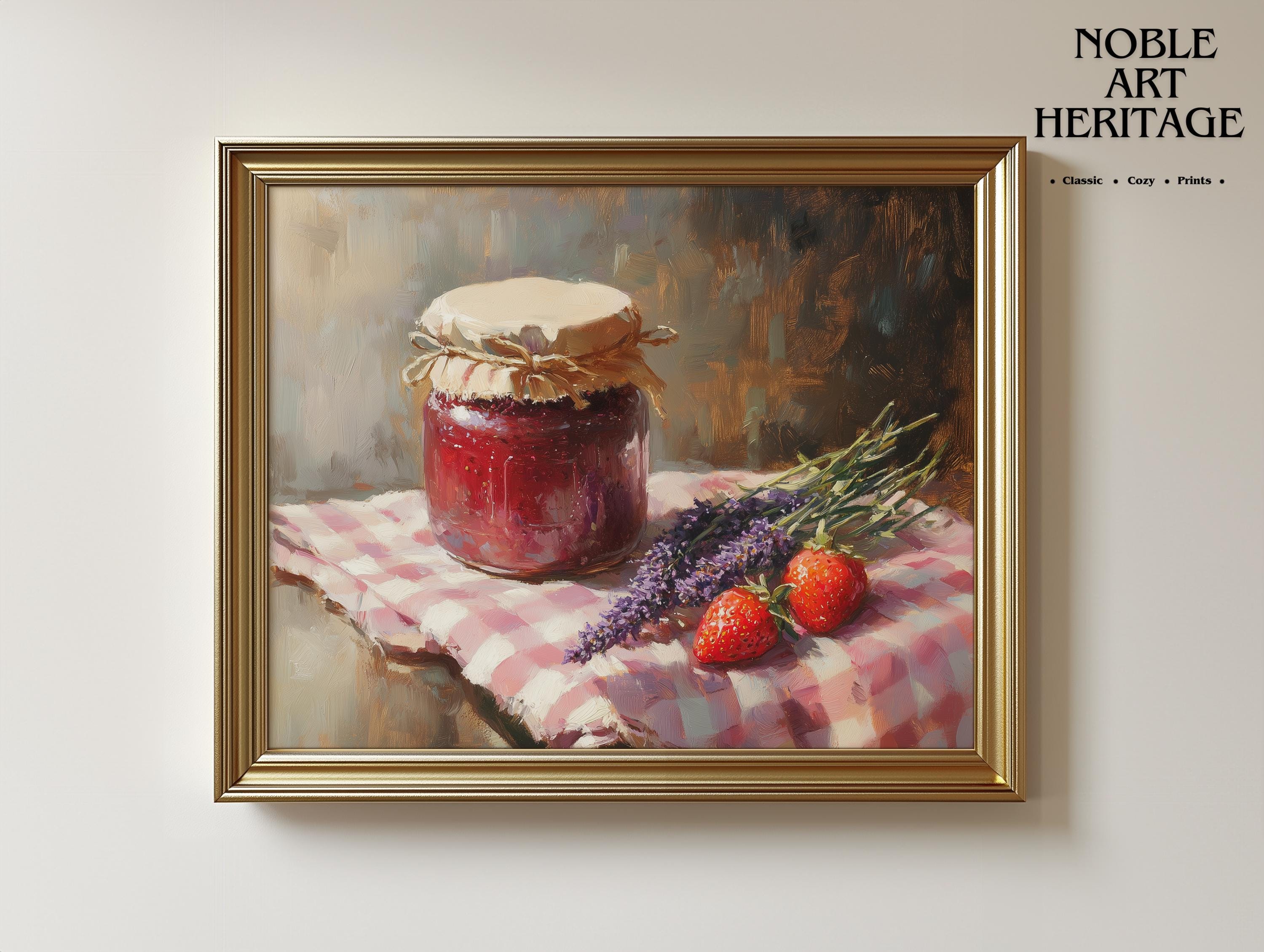 Vintage Strawberry Jam Painting – Rustic Cottagecore Kitchen Art ...