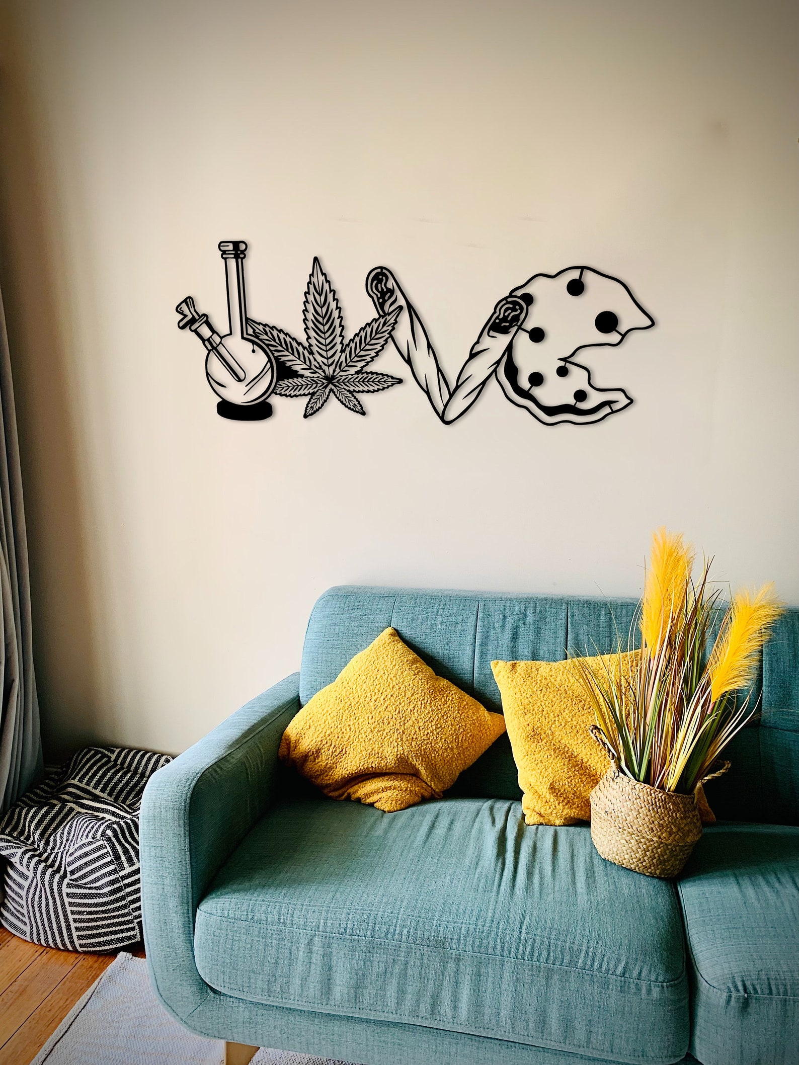 Marijuana Set Metal Wall Art, Joint and Bong Wall Art, Weed Wall Decor ...