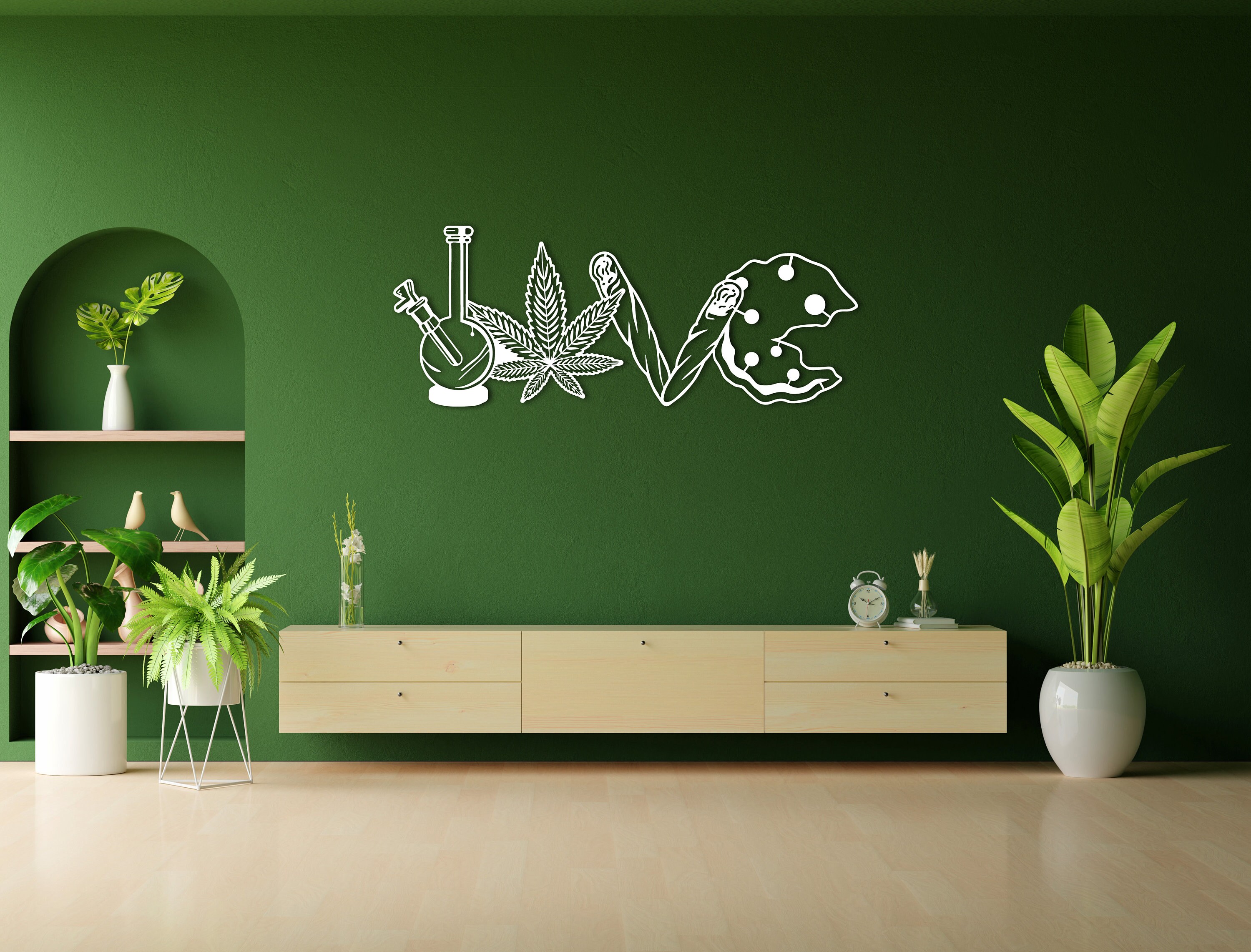 Marijuana Set Metal Wall Art, Joint and Bong Wall Art, Weed Wall Decor ...