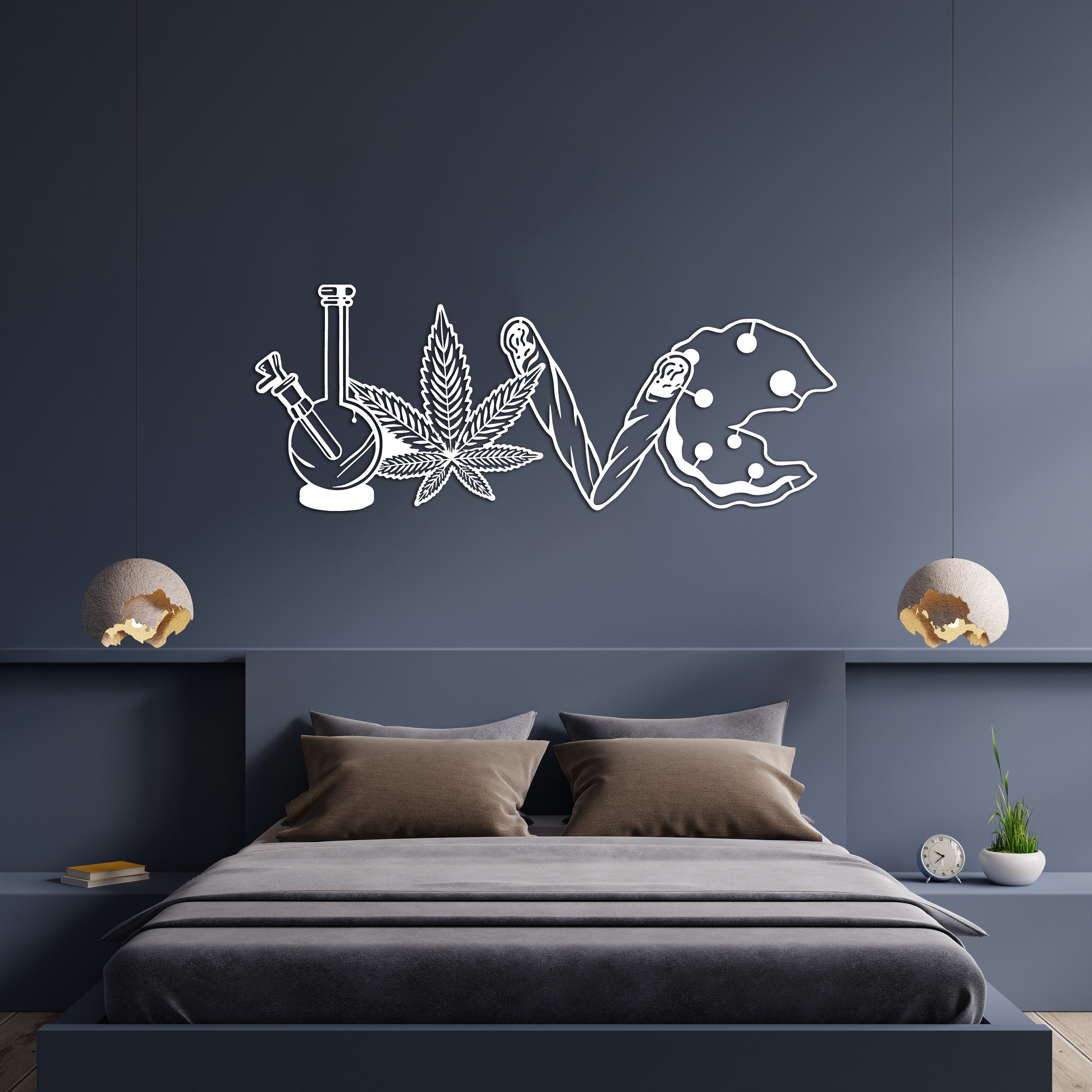 Marijuana Set Metal Wall Art, Joint and Bong Wall Art, Weed Wall Decor ...
