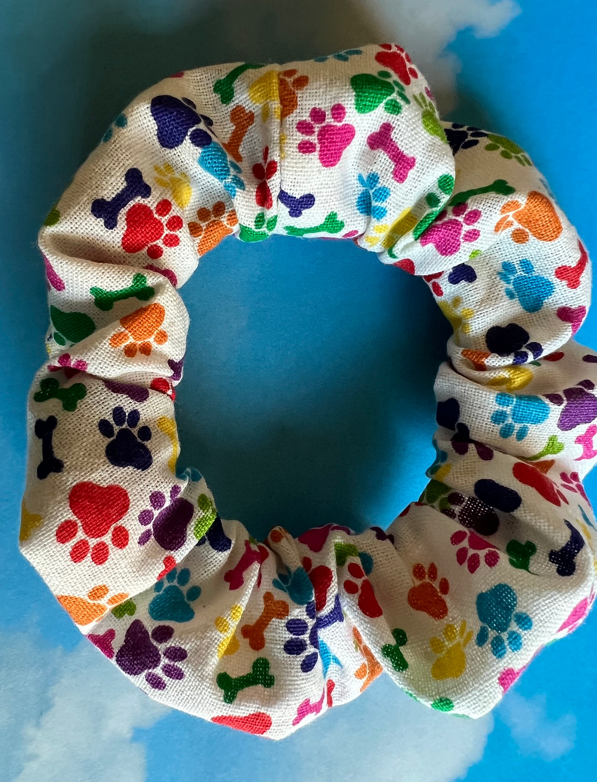 Mini Paw Prints With Bones Scrunchies Dogs Cotton Scrunchy Back to ...