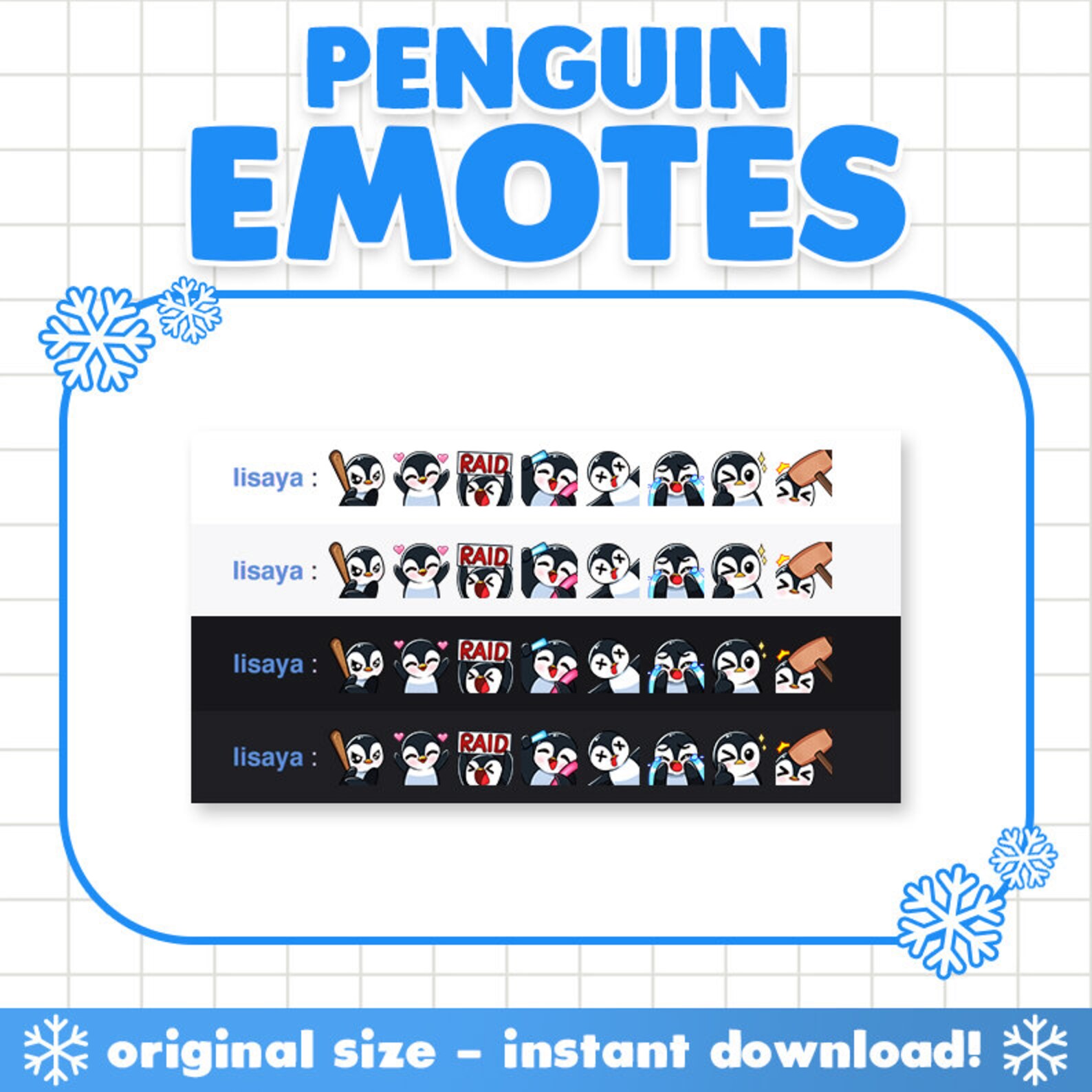 Penguin Emotes Emotes Twitch, Discord Cute Emotes Bundle Cute Penguin ...