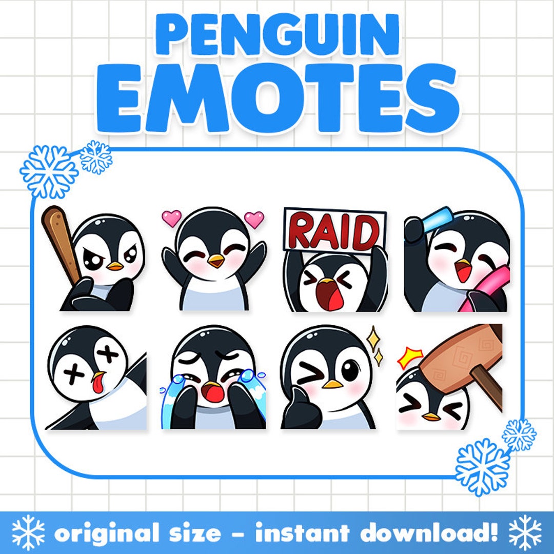 Penguin Emotes Emotes Twitch, Discord Cute Emotes Bundle Cute Penguin ...