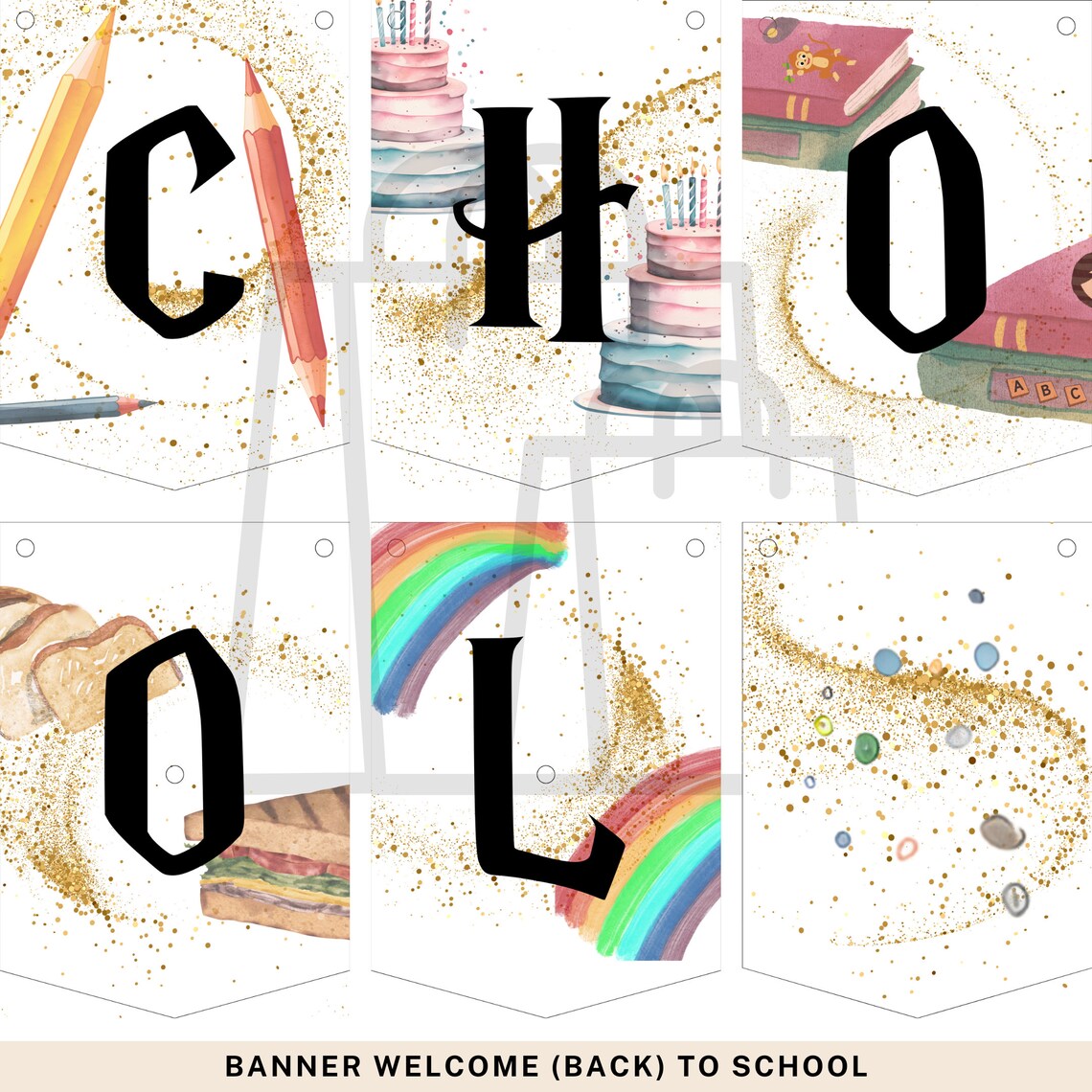 Printable Garland welcome back to School, Pennant DIY to Hang, Banner ...