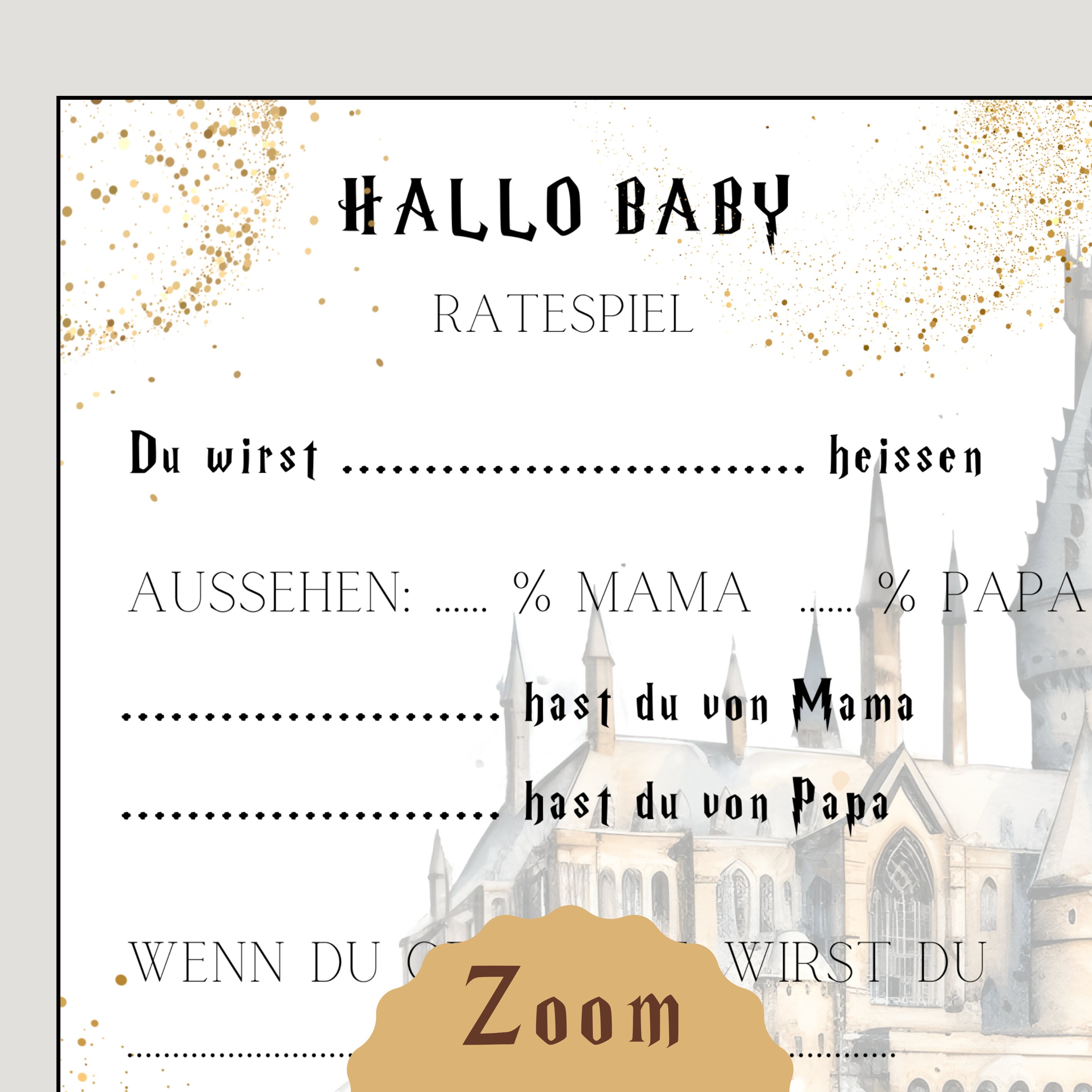 Printable Baby Shower Guessing Game "hello Baby" in Magic Look ...