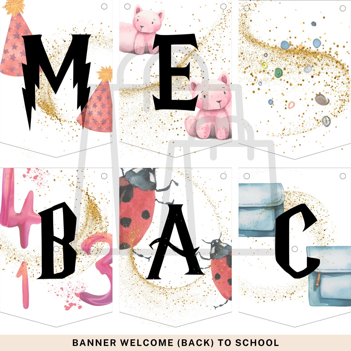 Printable Garland welcome back to School, Pennant DIY to Hang, Banner ...