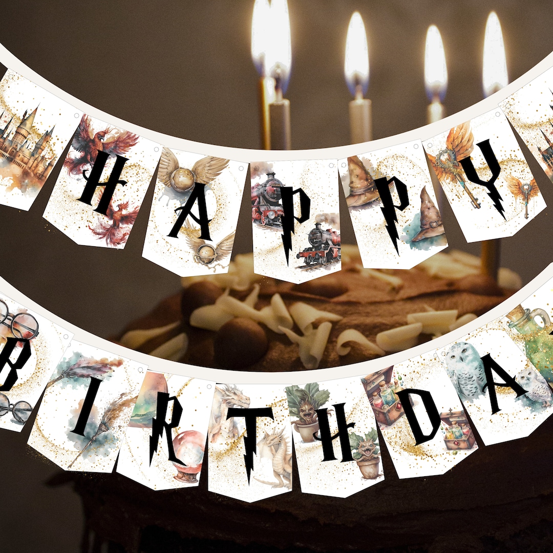 Printable Wizard Garland, Happy Birthday Pennant, Wizard Banner, Wizard ...