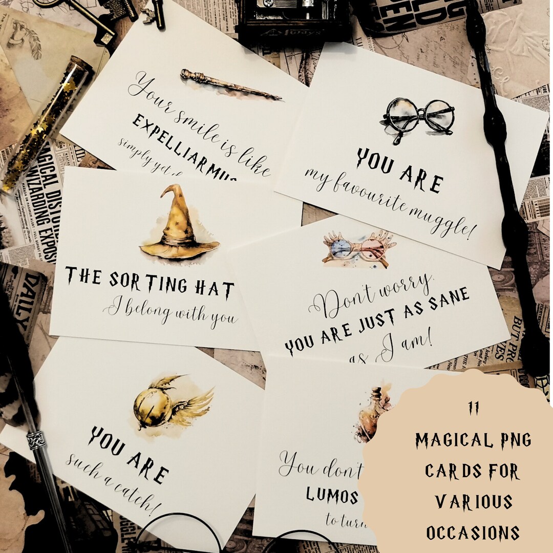 Set 11 Printable Wizard Cards, Aesthetic Cards Birthday Wizard, Love ...