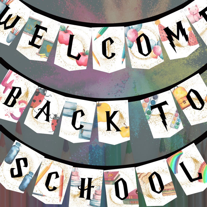 Printable Garland welcome back to School, Pennant DIY to Hang, Banner ...