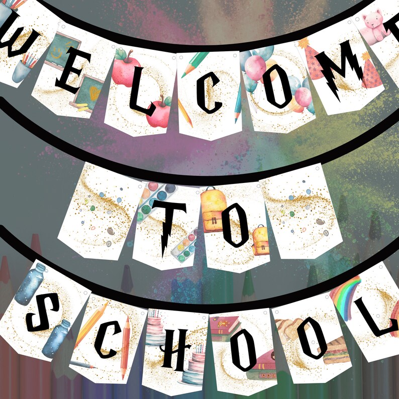 Printable Garland welcome back to School, Pennant DIY to Hang, Banner ...
