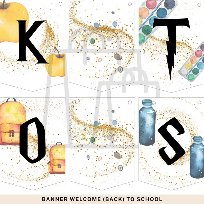 Printable Garland welcome back to School, Pennant DIY to Hang, Banner ...