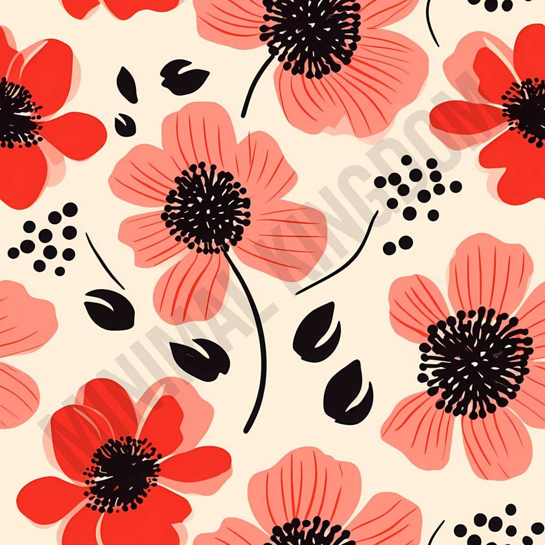 Funky Flowers Digital Seamless Retro Pattern. Scrapbook, Sewing, Crafts ...