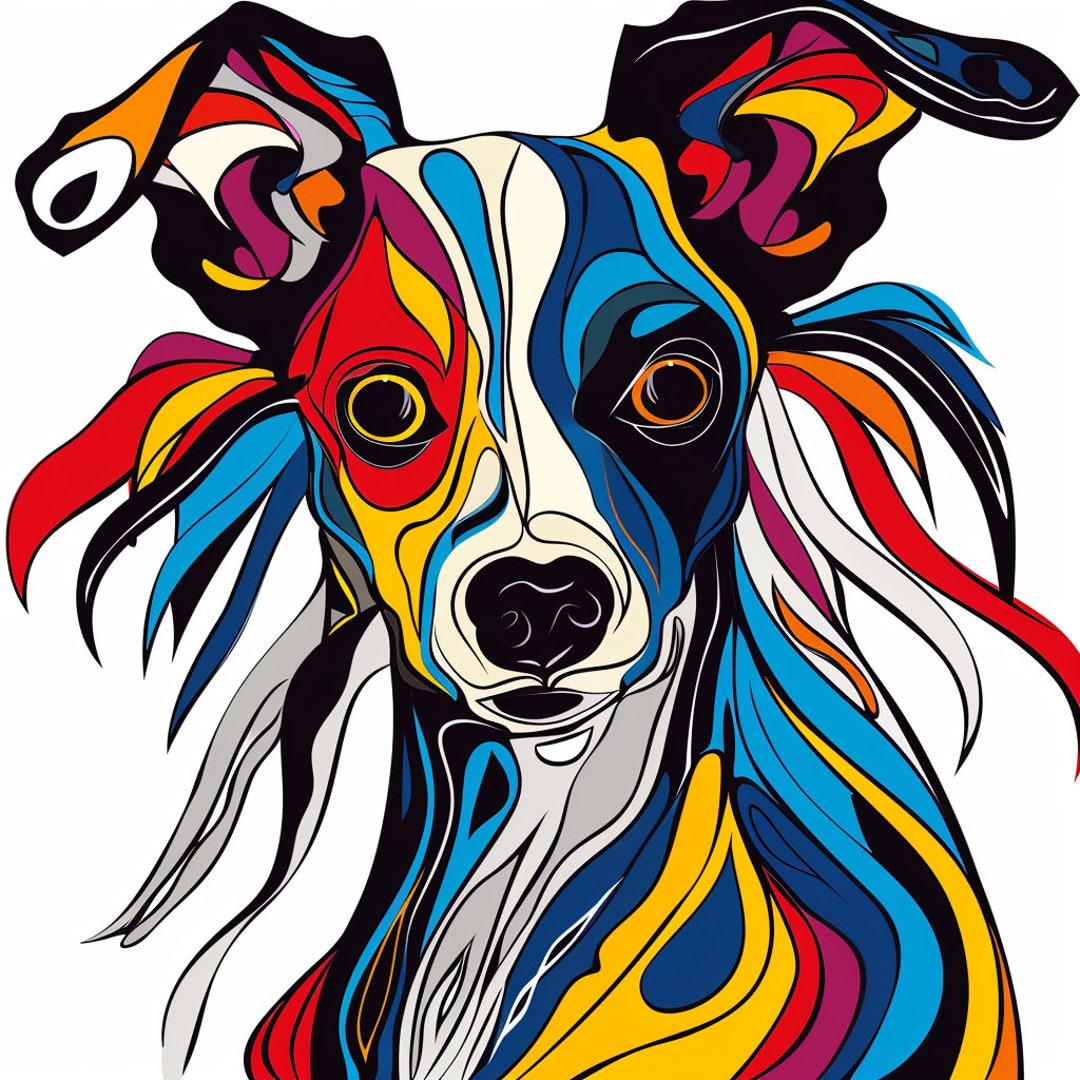 Funky Dog Breed Designs: Retro Colorful PNG Clipart (digital Download ...