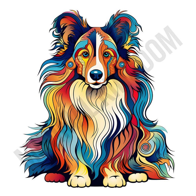 Sheltie Shetland Sheepdog. Digital Art, Hi-res, Tattoo, Logo, Clipart ...