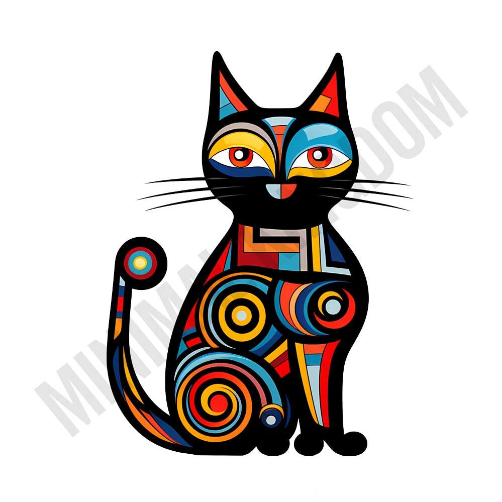 Funky Cat. Digital Art, Hi-res, Tattoo, Logo, Clipart, Cricut ...