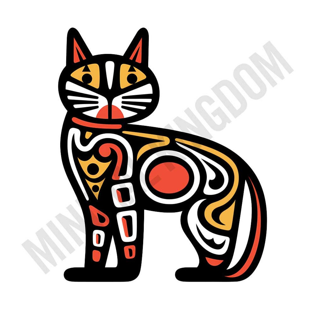 Funky Cat. Digital Art, Hi-res, Tattoo, Logo, Clipart, Cricut ...