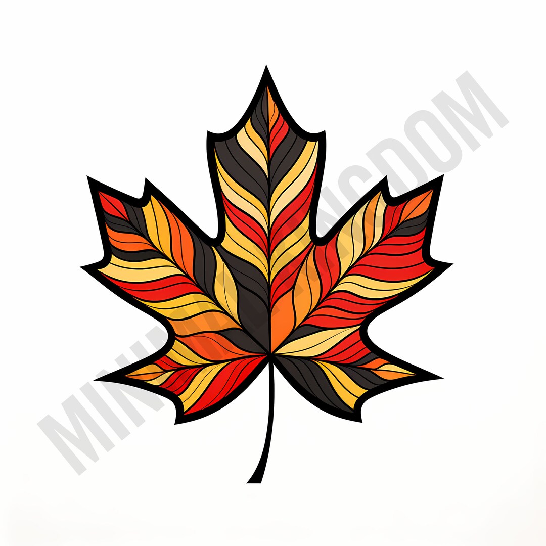 Funky Maple Leaf. Digital Art, Hi-res, Tattoo, Logo, Clipart, Cricut ...