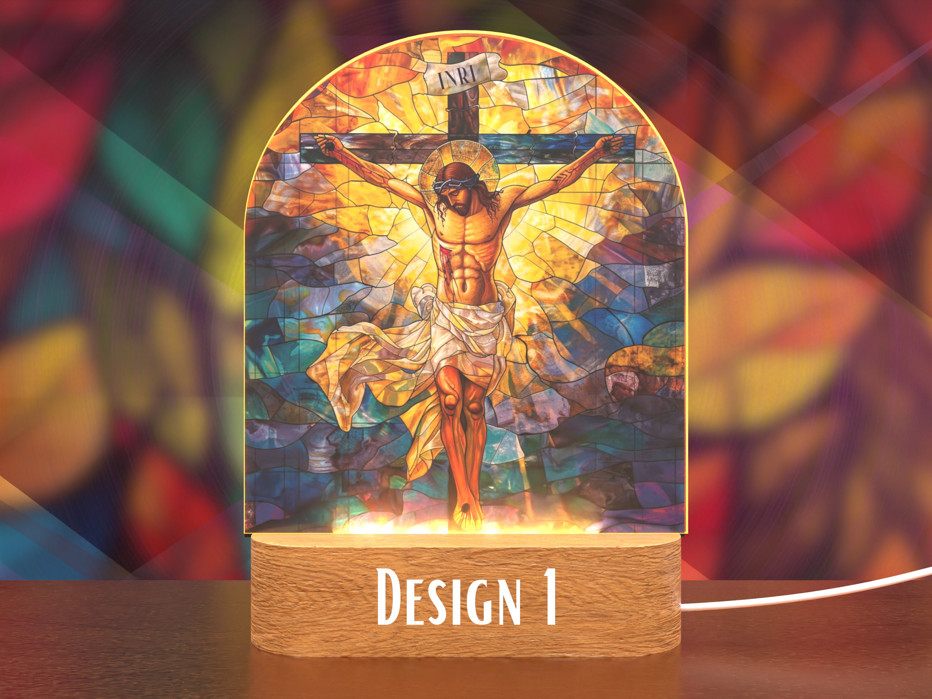 Jesus Christ on the Cross LED Prayer Altar Lamp UV Print of Jesus on ...