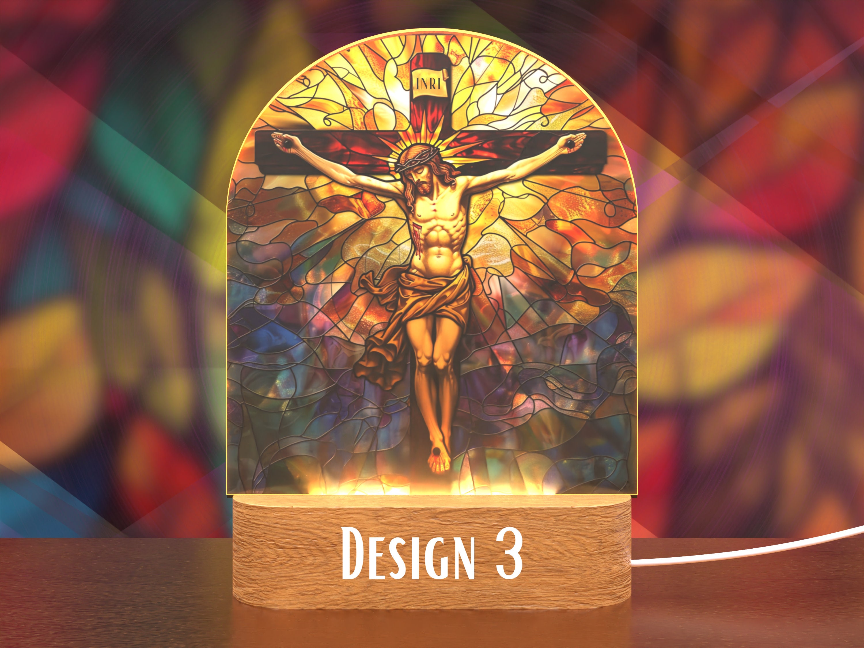 Jesus Christ on the Cross LED Prayer Altar Lamp UV Print of Jesus on ...