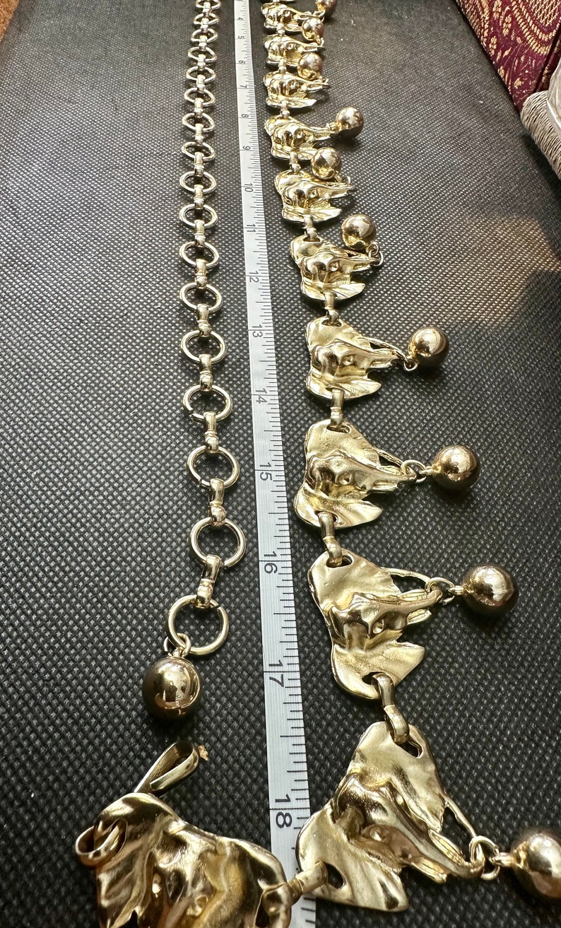 Vintage Chain Belt Gold Tone Belt With Elephants and Bells. Cha Cha ...