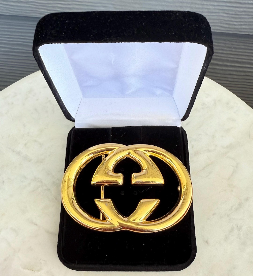 Gucci Vintage. 80’s GG Interlocking Logo Belt Buckle Goldtone - Etsy