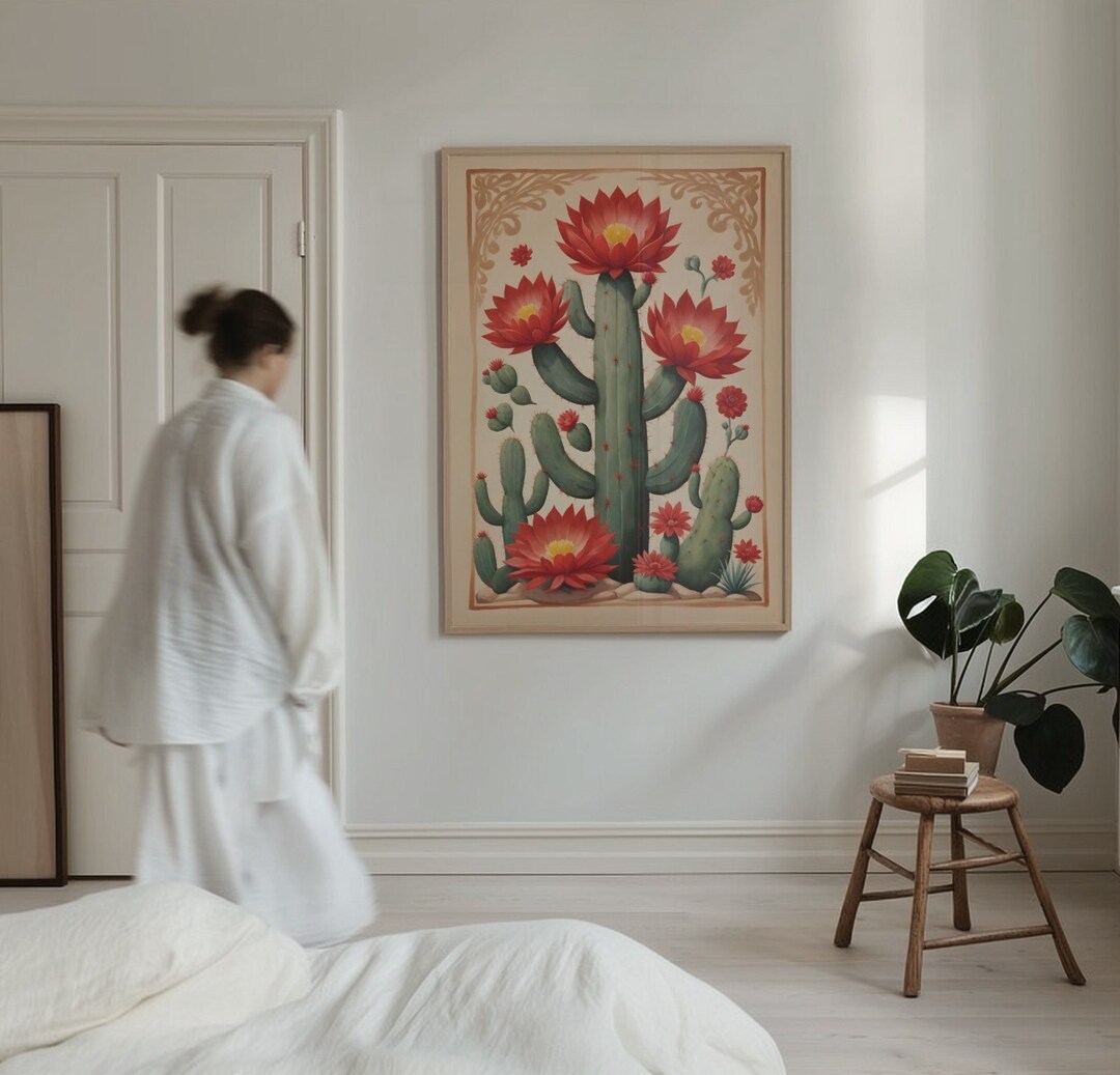 Mexican Cactus Print No2 Traditional Latin Culture Plant Posters, South American Boho Flower ...