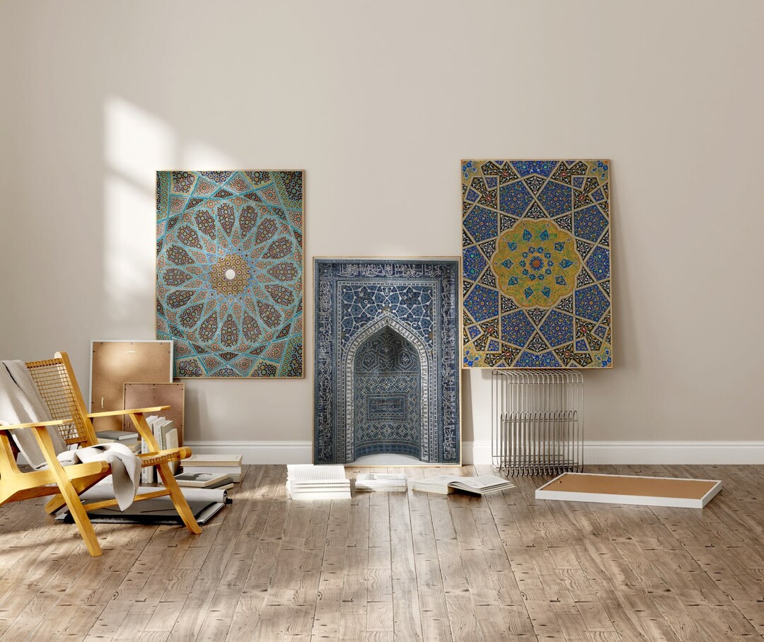 Set of 3 Persian Pattern Prints, Three Piece Islamic Mosaic Posters ...