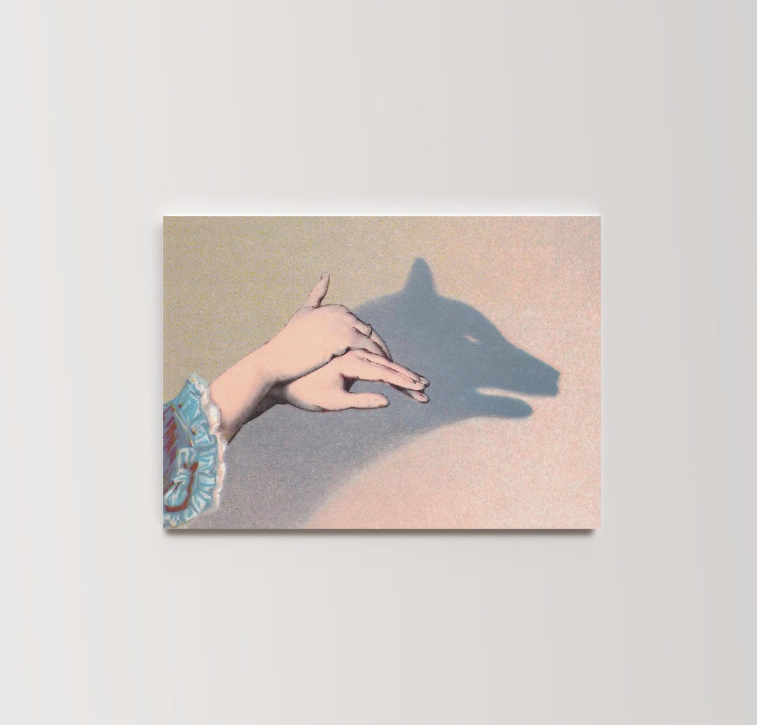 Vintage Wolf Puppet Victorian Hand Shadow Puppet Print, Antique Nursery ...