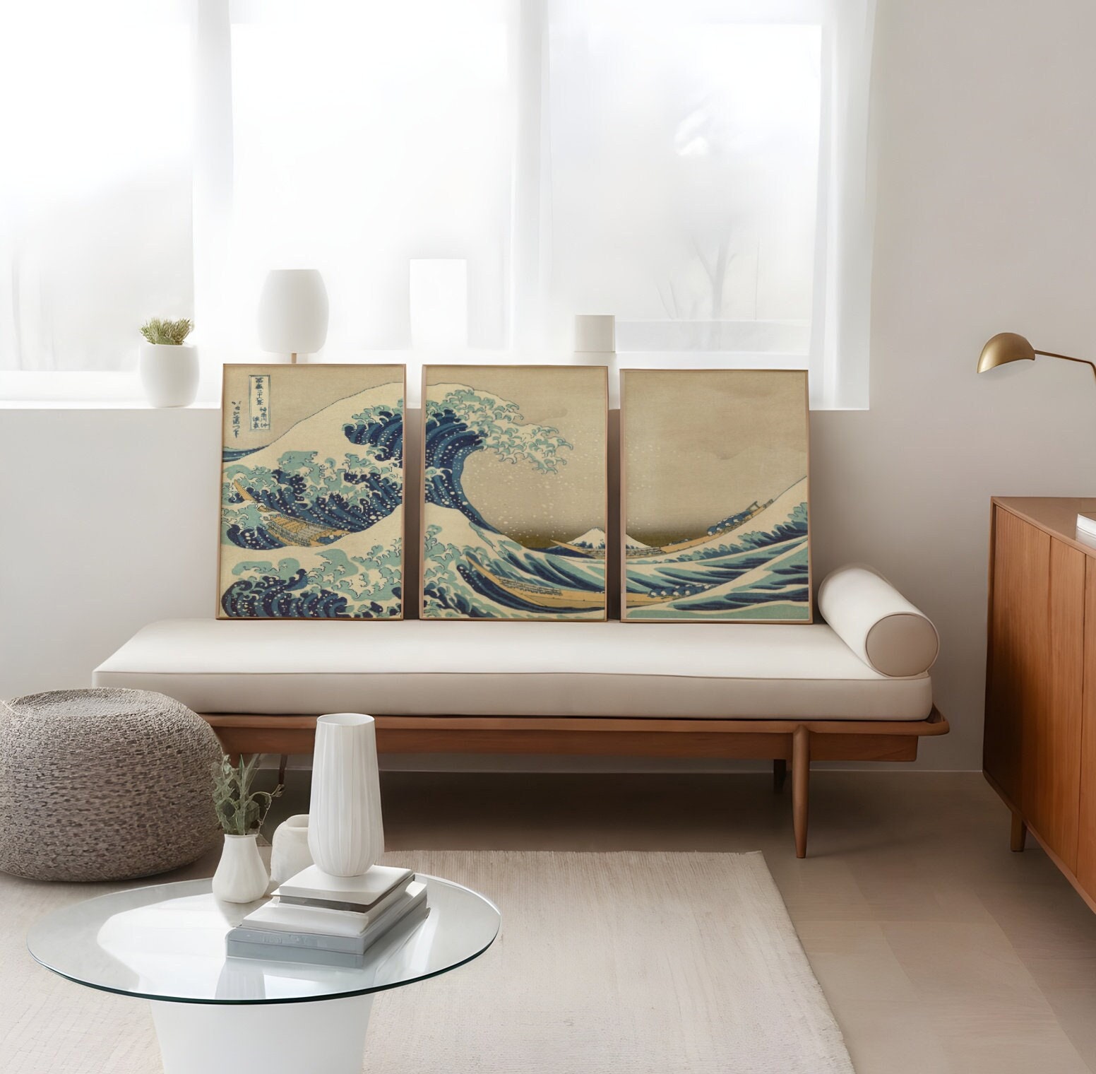Katsushika Hokusai the Great Wave off Kanagawa 3 Print Set Antique ...