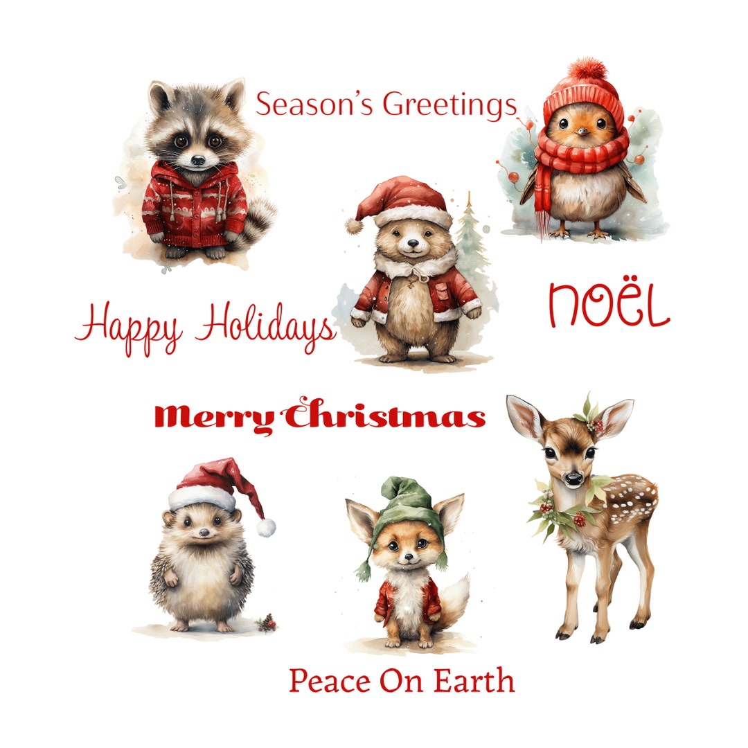 Christmas Animals Clipart, Printables, Christmas Cards, Gifttags ...