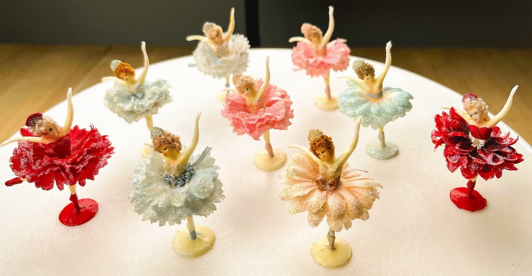 Set of 3 Vintage Ballerina Cake Toppers, Hand Decorated, Hand Painted ...