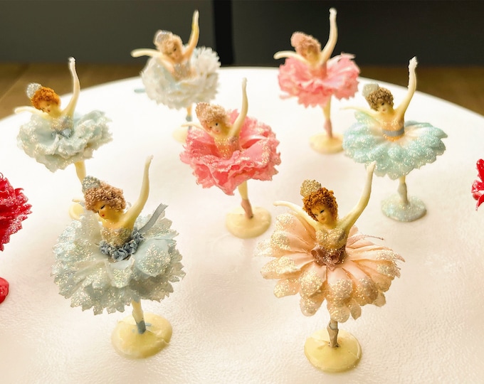 Set of 3 Vintage Ballerina Cake Toppers, Hand Decorated, Hand Painted ...