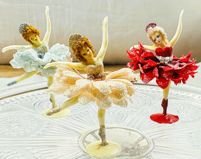 Set of 3 Vintage Ballerina Cake Toppers, Hand Decorated, Hand Painted ...