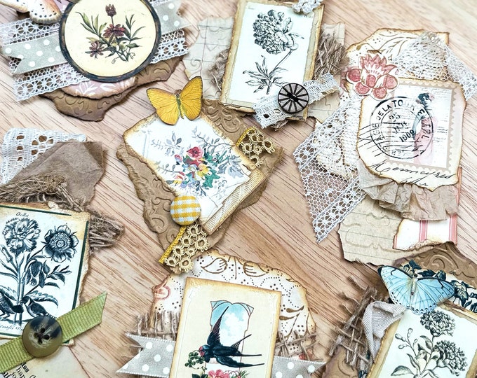 Set of 3 Junk Journal Clusters, Junk Journal Ephemera, Collage Fodder, Junk Journal ...