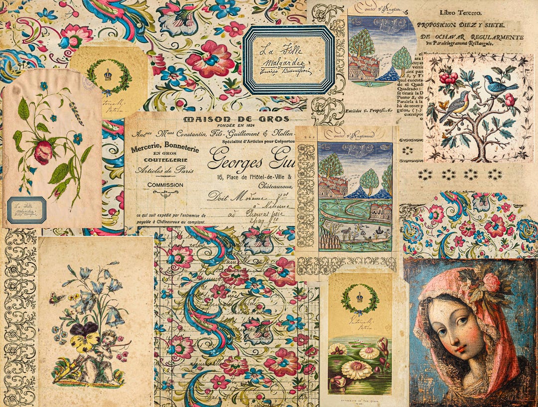 Blue Renaissance Printable Ephemera, Junk Journal Kit (digital Download ...
