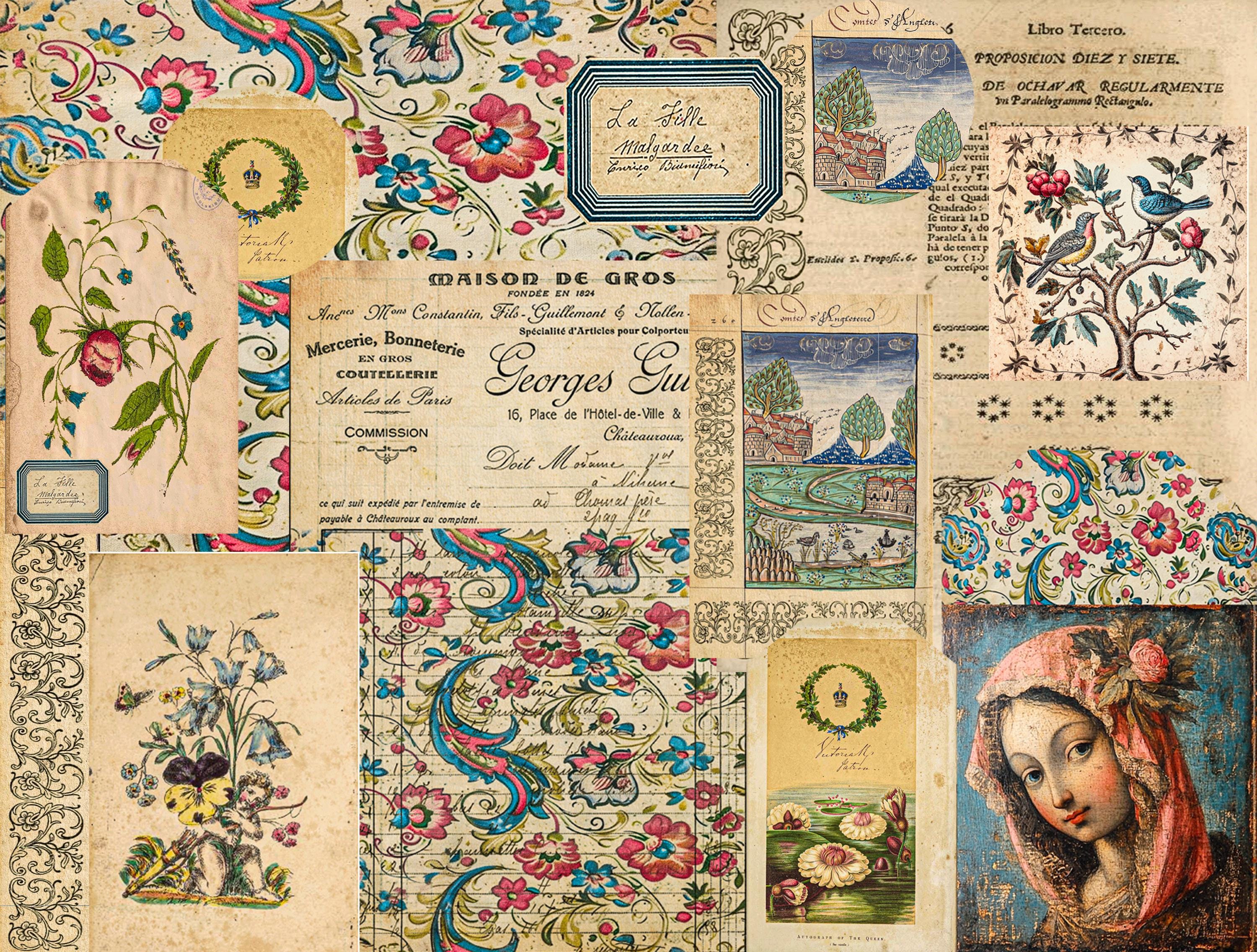 33 Piece ~ Blue Renaissance Vintage Printable Junk Journal Collection ...