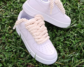 Custom Air Force 1 tripe Matte White Rope Laces // - Etsy