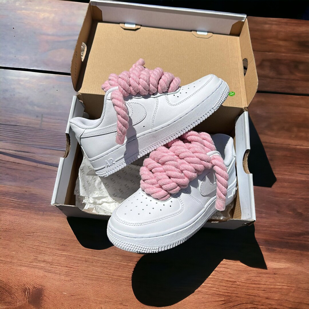 Air Force 1 Custom Thick Pink Rope Laces Unisex Shoes Style and Comfort ...