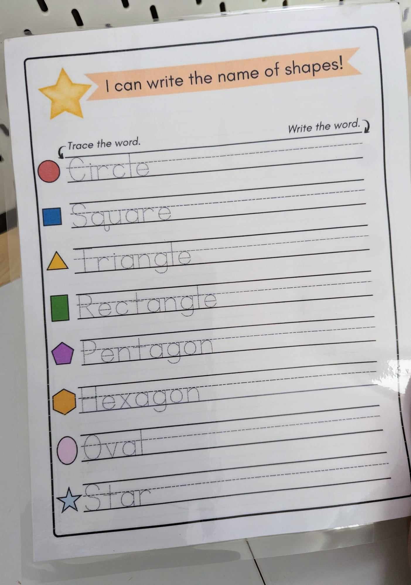 Shapes and Colors Tracing/writing Knowledge Practice Set for - Etsy