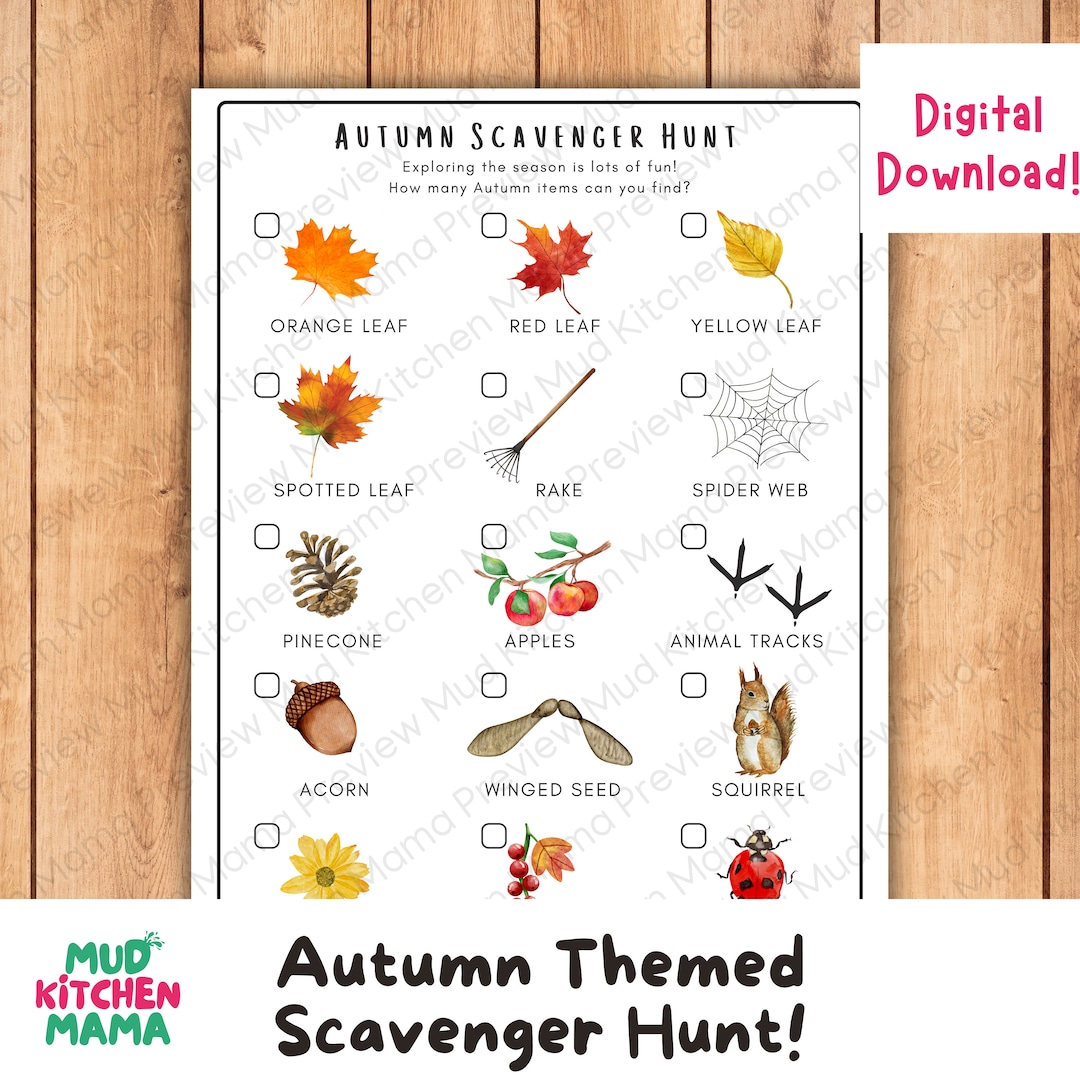 Autumn Scavenger Hunt for Kids, Outdoor Activity/nature Study for ...