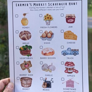 Farmers Market Scavenger Hunt for Kids, Outdoor Activity/unit Study ...