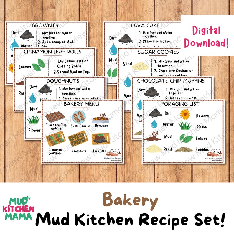 Bakery Mud Kitchen Recipes, Fun Learning Resource for Outdoor Forest ...