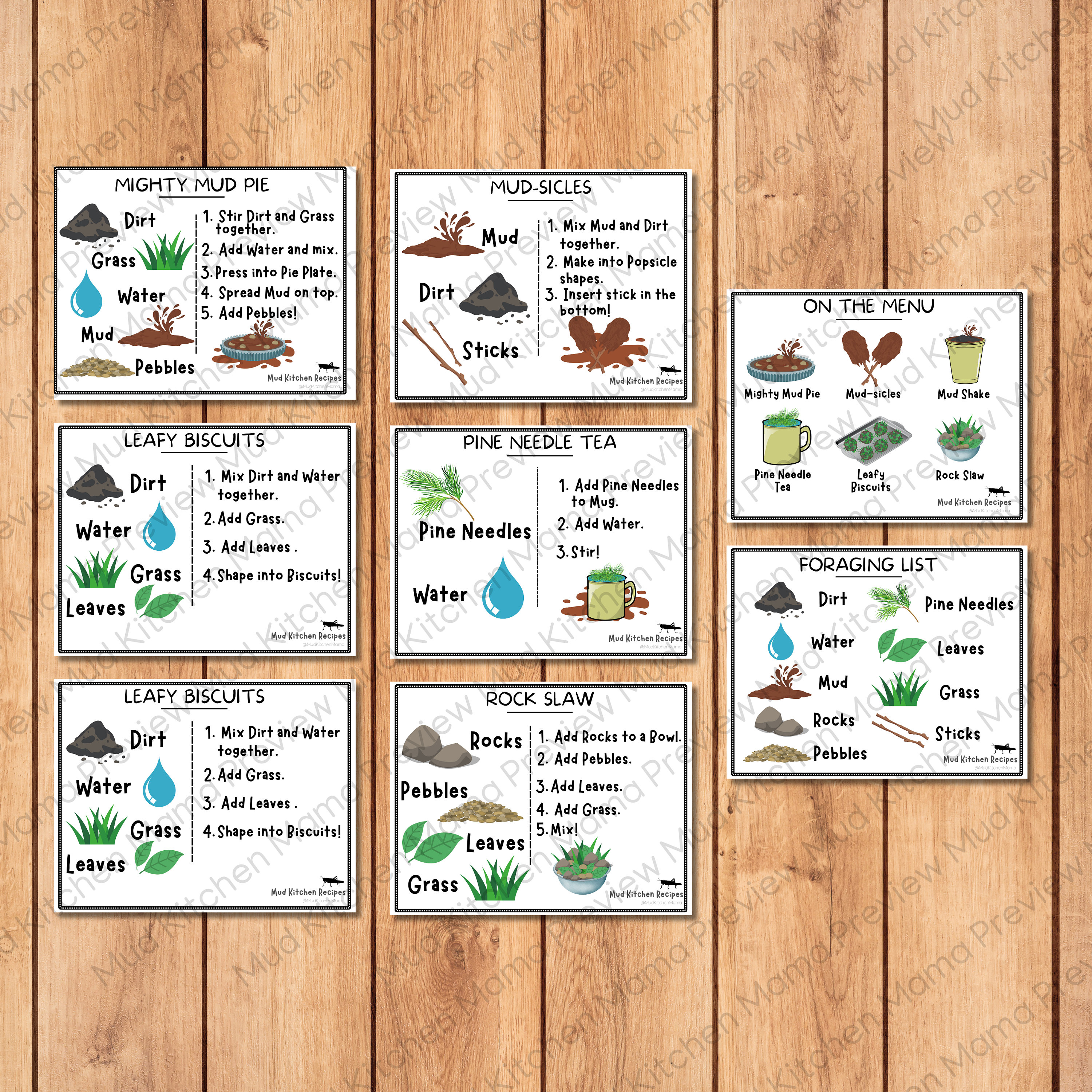 Complete Intermediate Mud Kitchen Recipe Collection, Kids Outdoor ...
