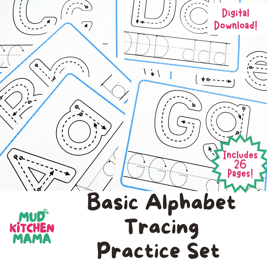Basic Alphabet Letter Tracing Practice Set for Homeschool, Preschool ...