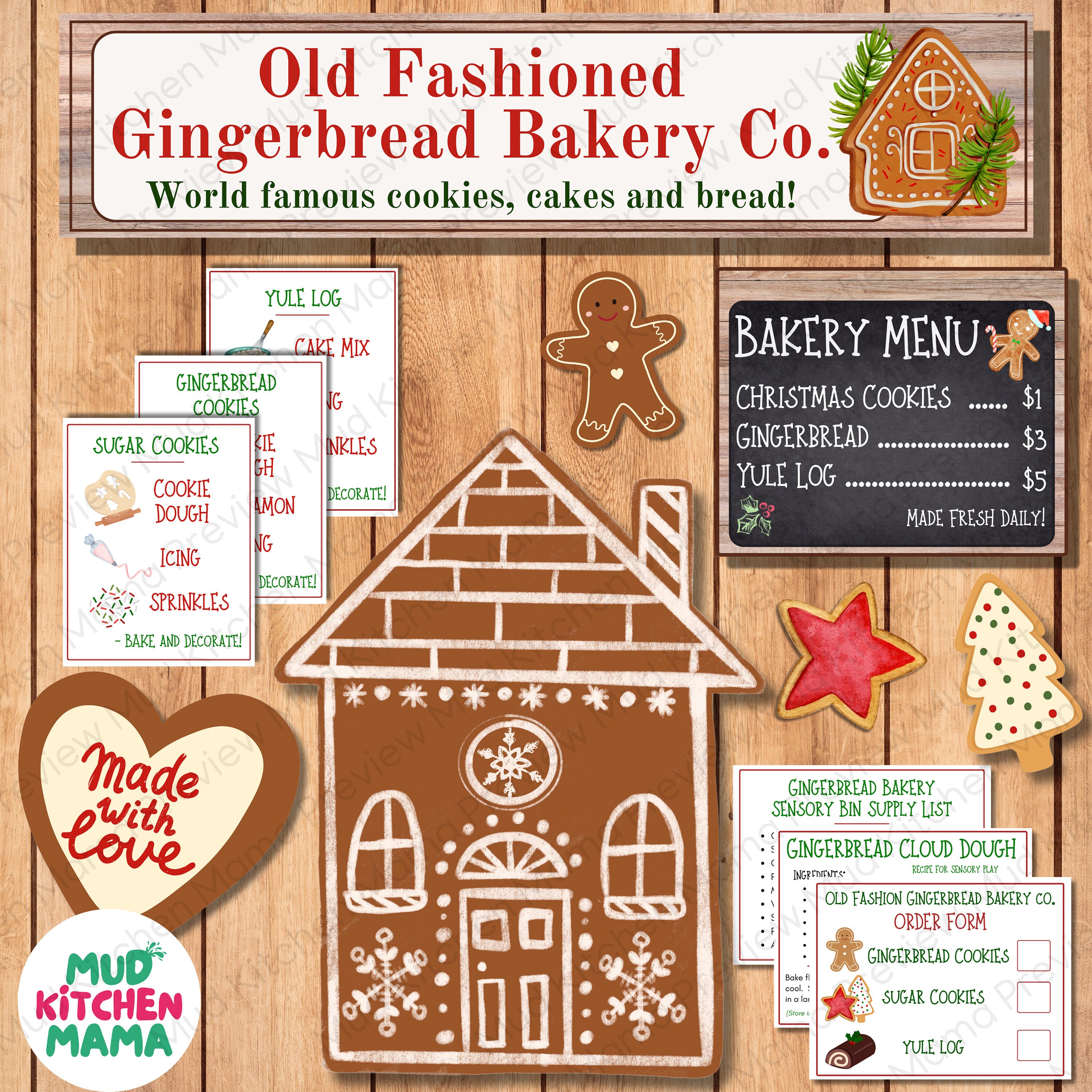 Gingerbread Bakery Sensory Bin, Christmas Theme Pretend Play Kit ...
