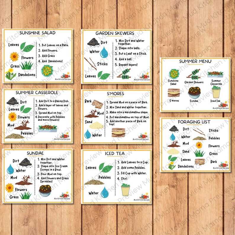 Summer Mud Kitchen Recipes, Fun Learning Resource for Outdoor Forest ...