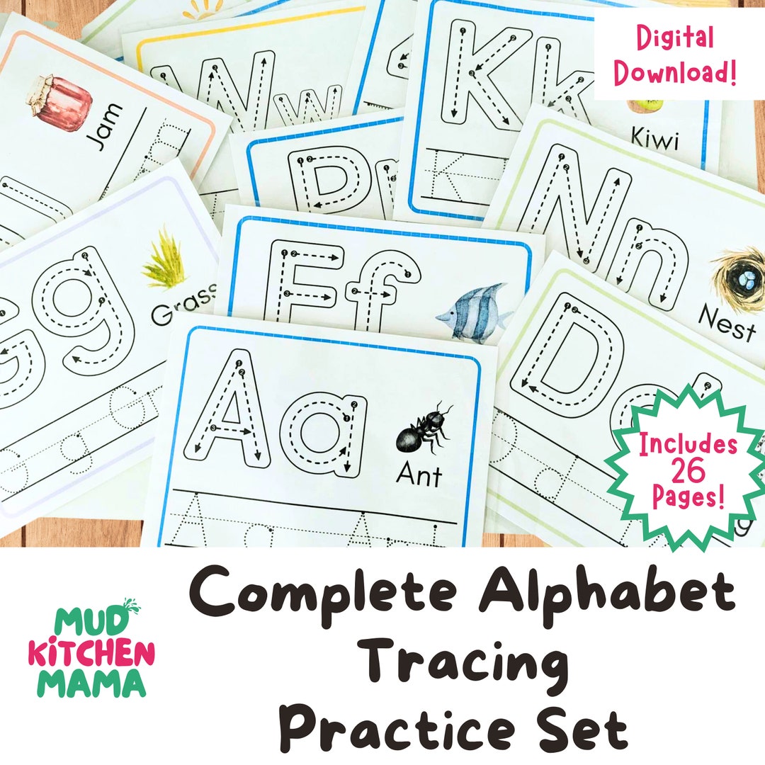 Alphabet Letter Tracing Practice Set for Homeschool, Preschool ...
