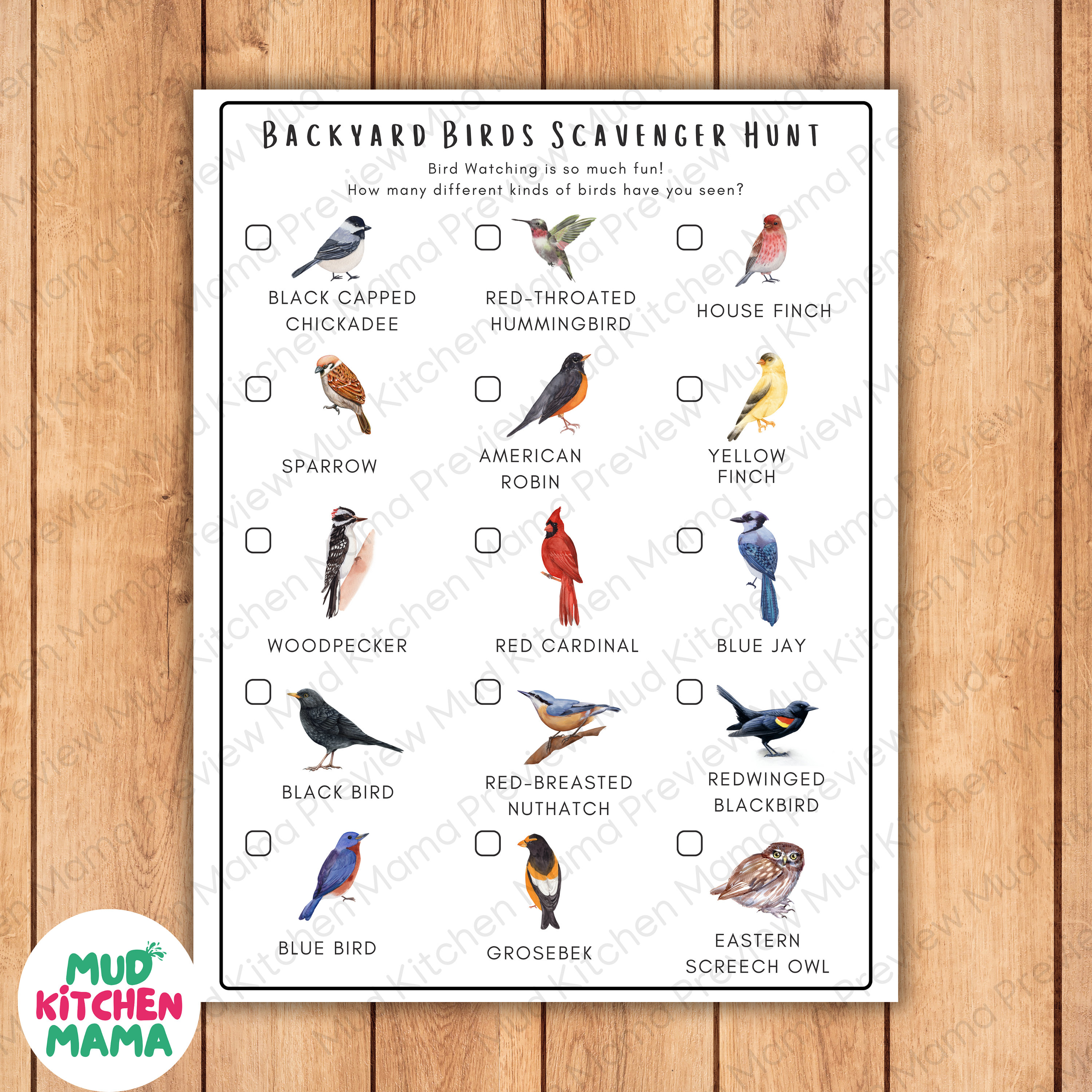 Bird Scavenger Hunt for Kids, Outdoor Activity and Nature Study for ...